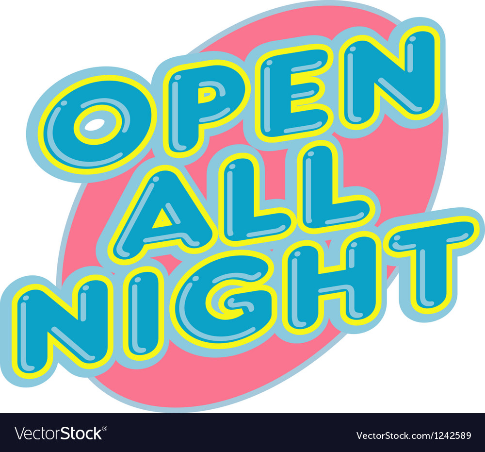 Open all night elements Royalty Free Vector Image