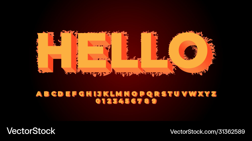 Orange with cool brush 3d font styles design Vector Image
