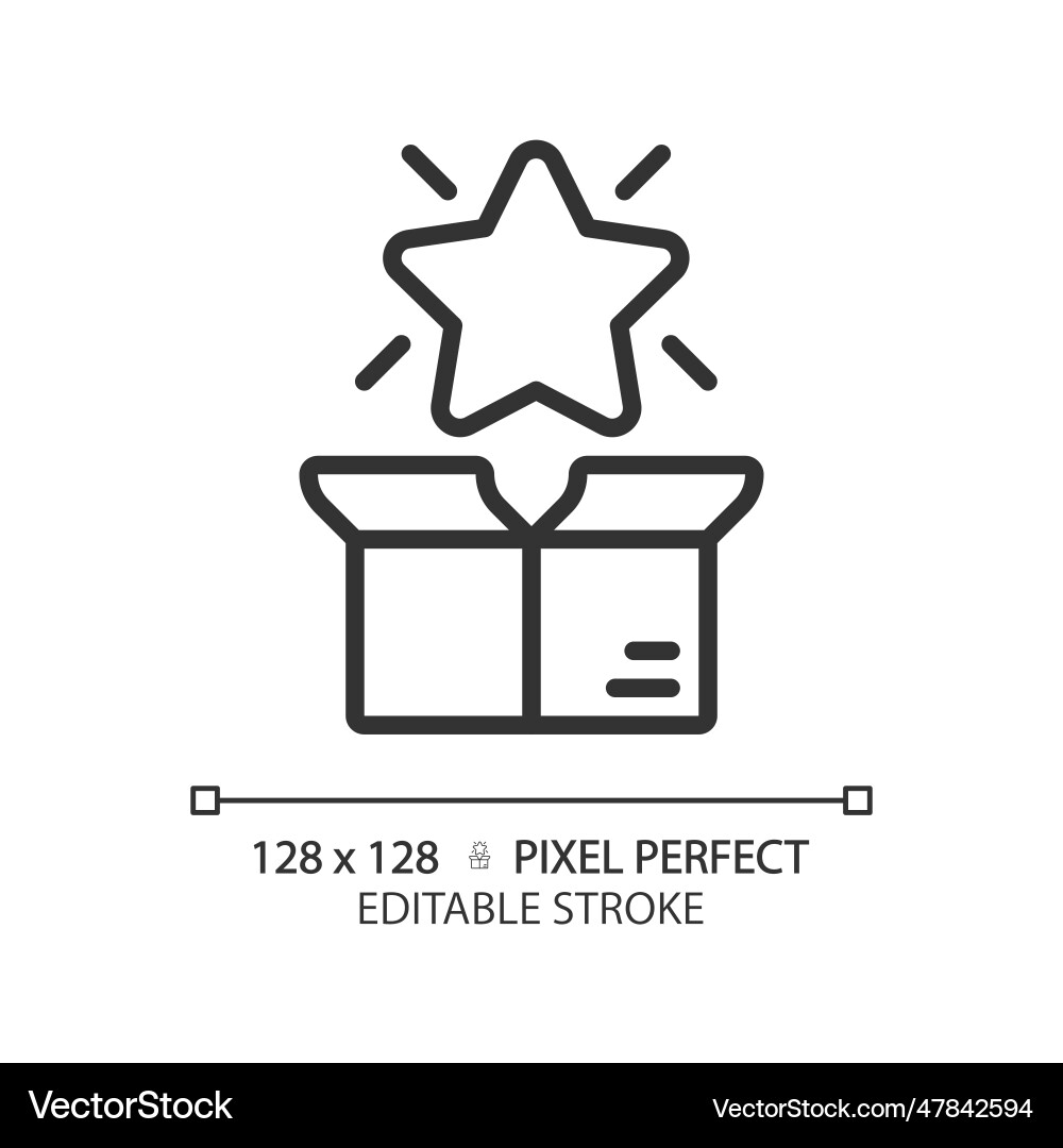 2d customizable star over box linear icon Vector Image