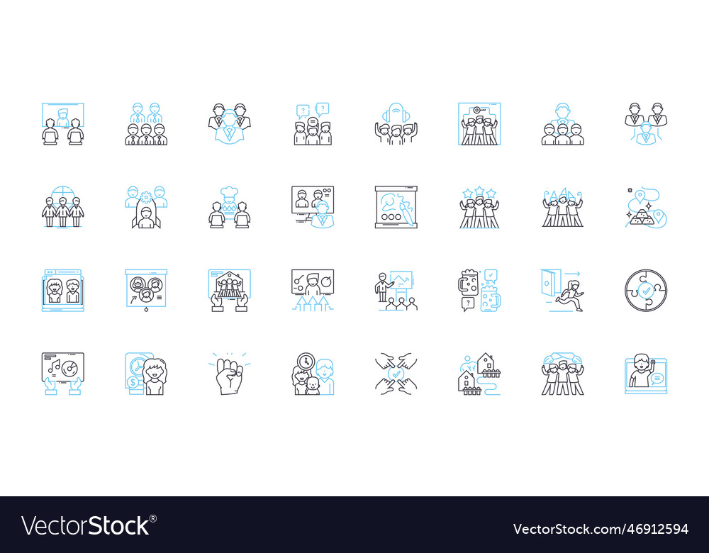 Communication and interaction linear icons set Vector Image Communication and interaction linear icons set Vector Image