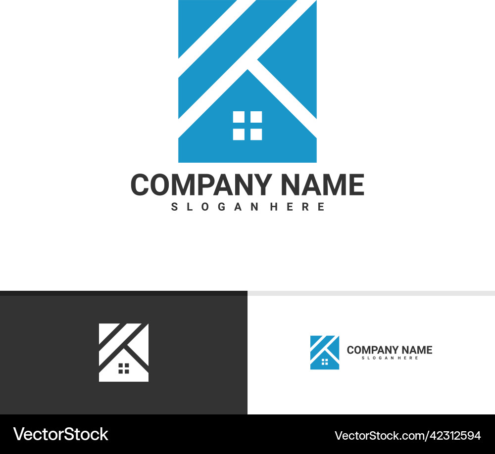 Letter k with house logo template creative Vector Image