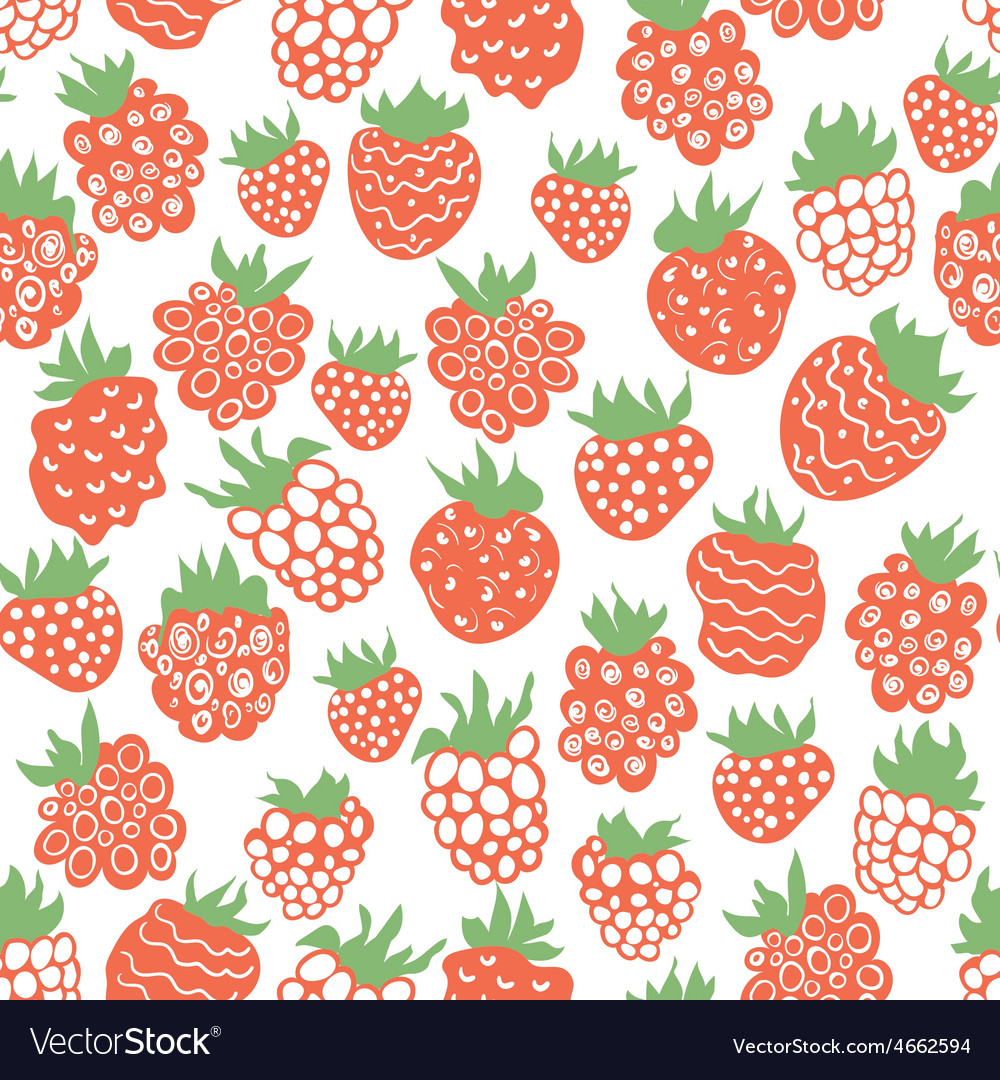 Raspberry seamless pattern Royalty Free Vector Image