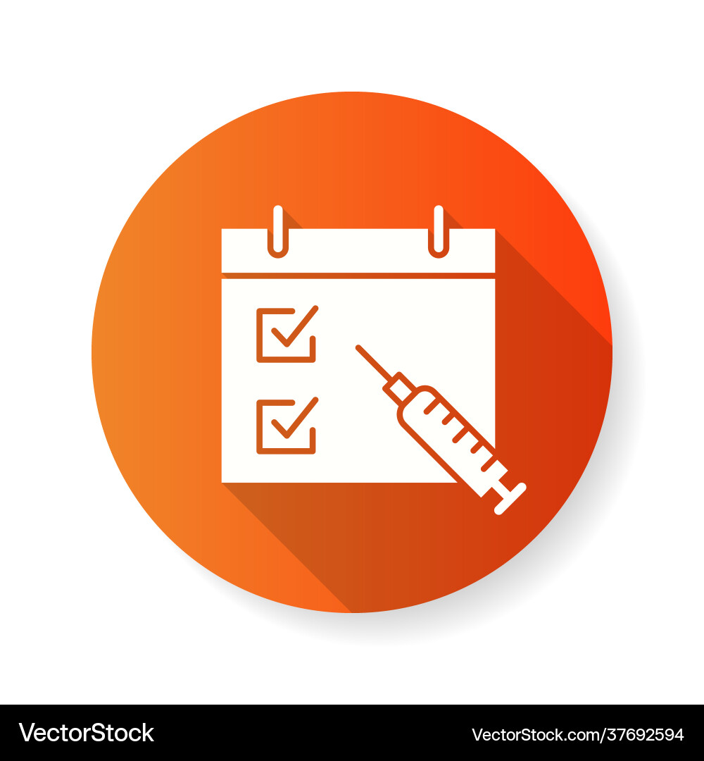 Schedule vaccination icon with long shadow Vector Image