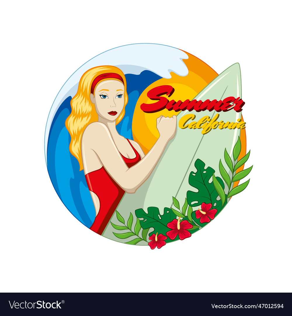 Surf Girl Royalty Free Vector Image Vectorstock