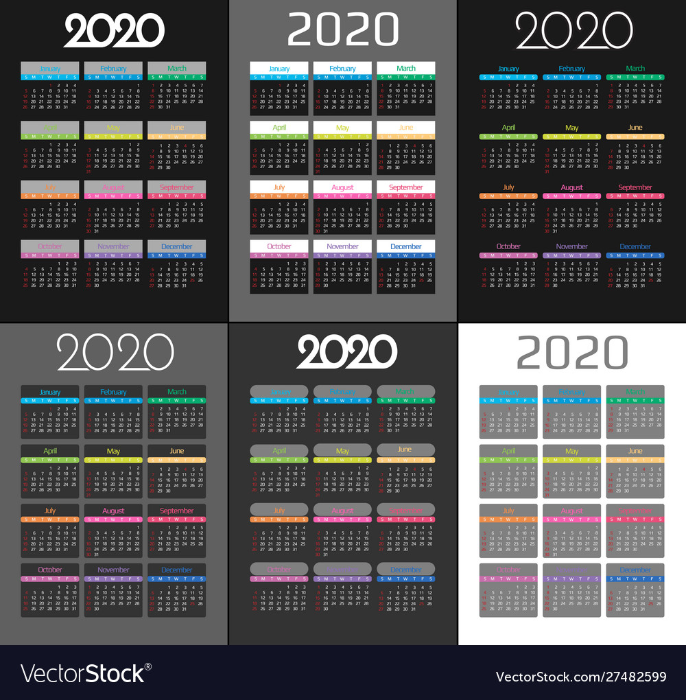 Calendar 2020 and 2021 template 12 months Vector Image