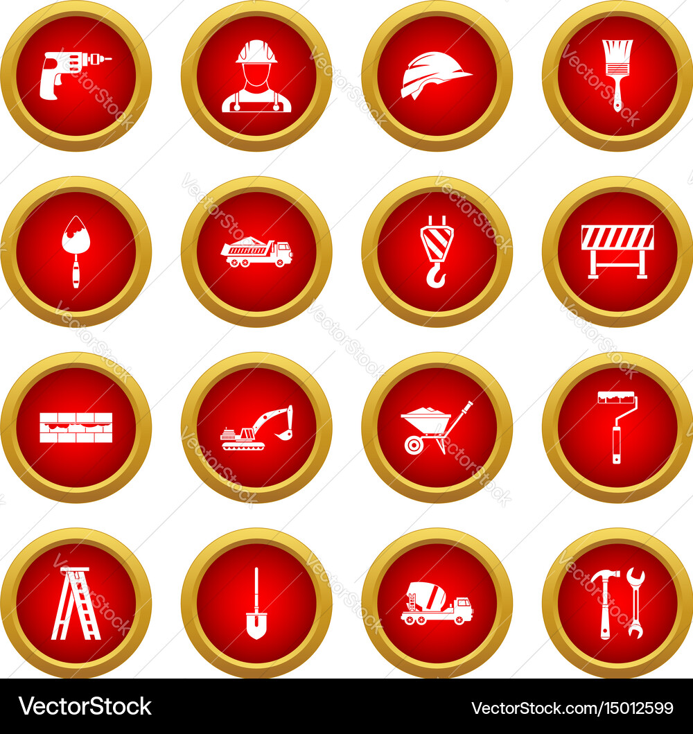 Construction icon red circle set Royalty Free Vector Image
