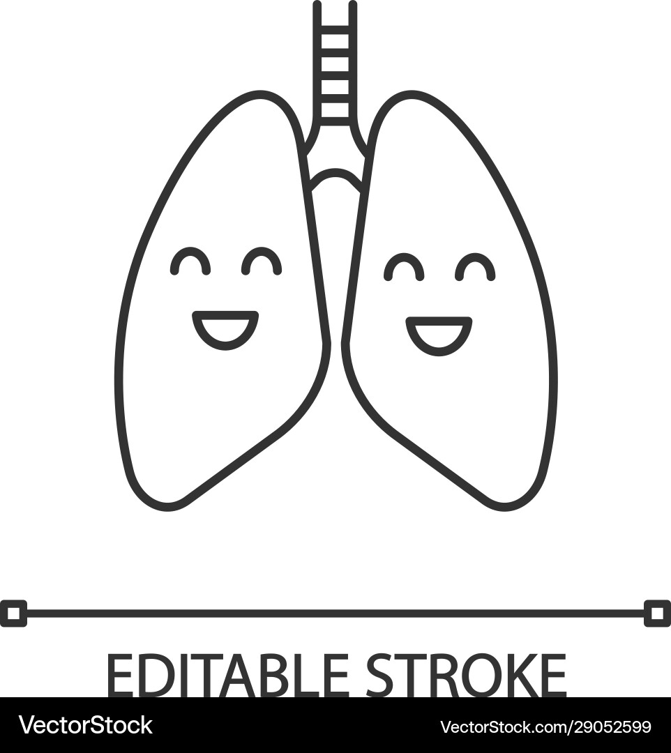 Smiling human lungs linear icon Royalty Free Vector Image