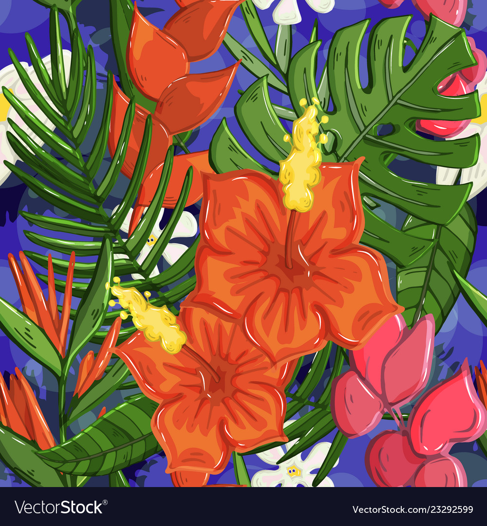 Tropical seamless pattern cute background Vector Image
