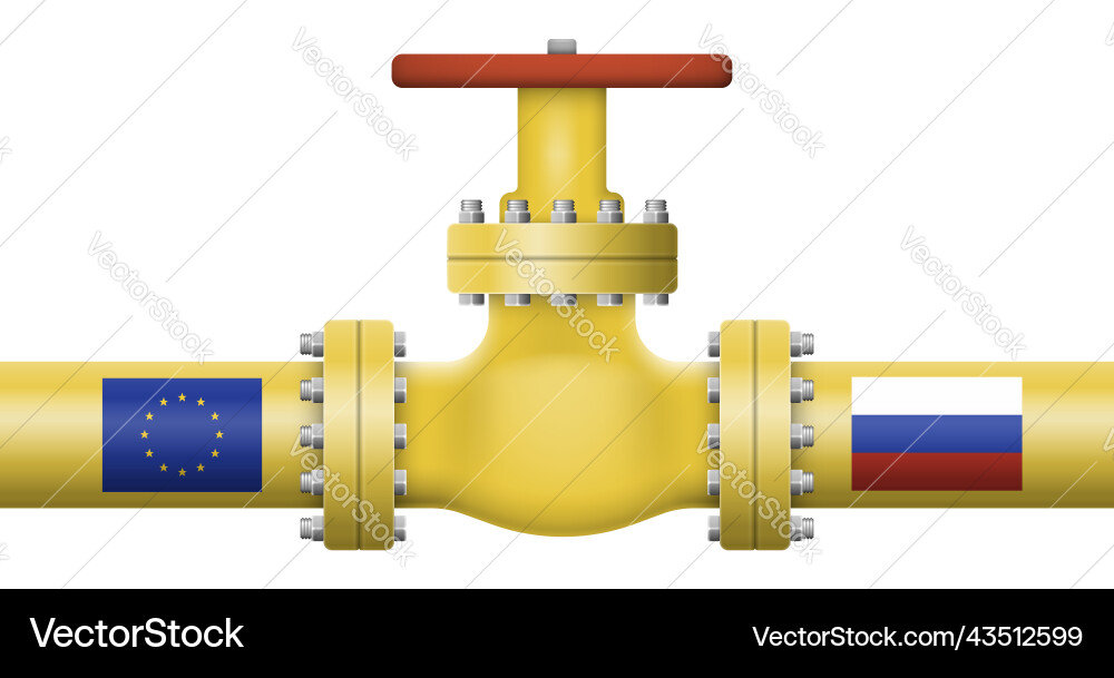 Valve on the main gas pipeline between Royalty Free Vector