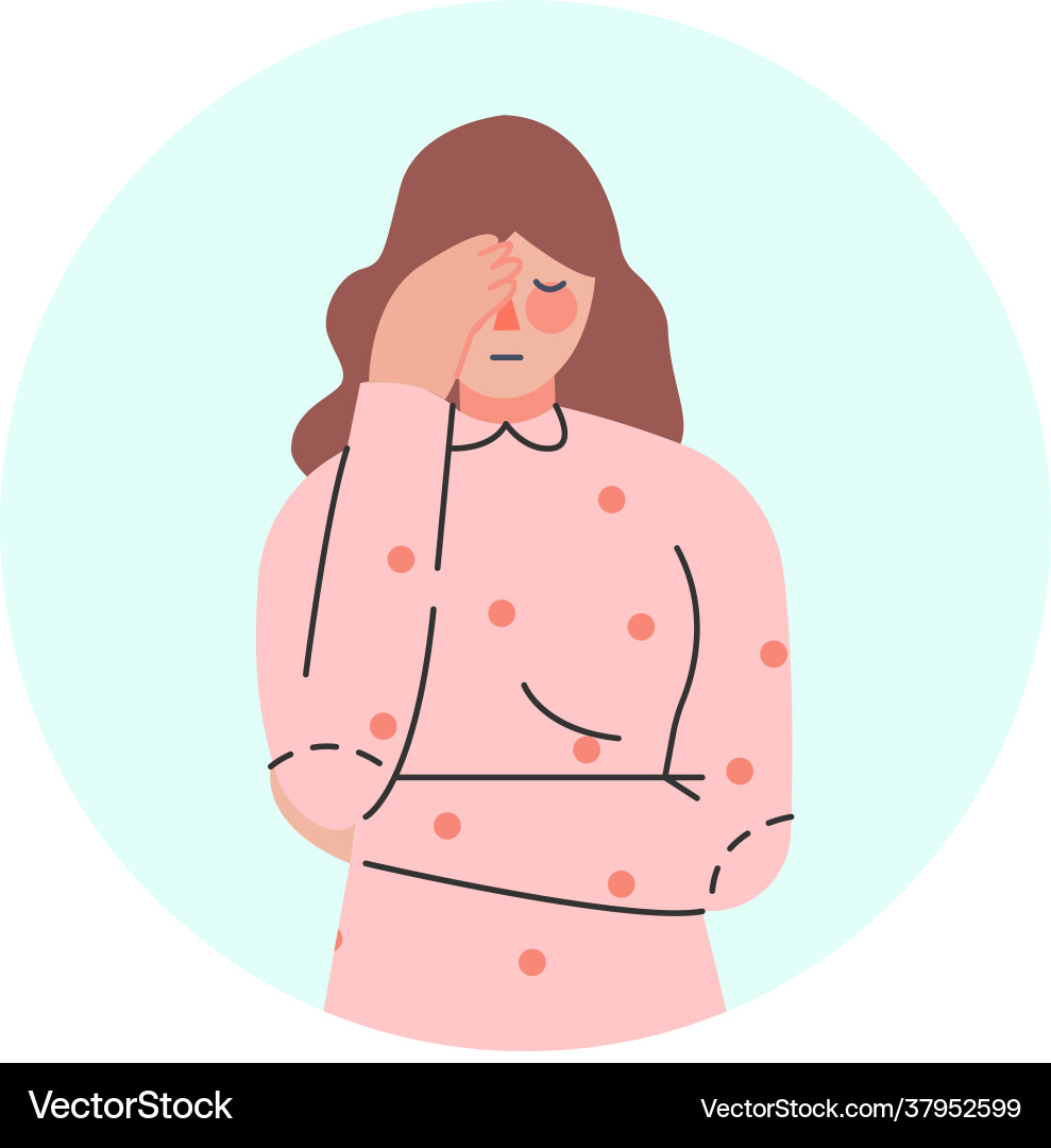 Young woman making negative hand gesture holding Vector Image