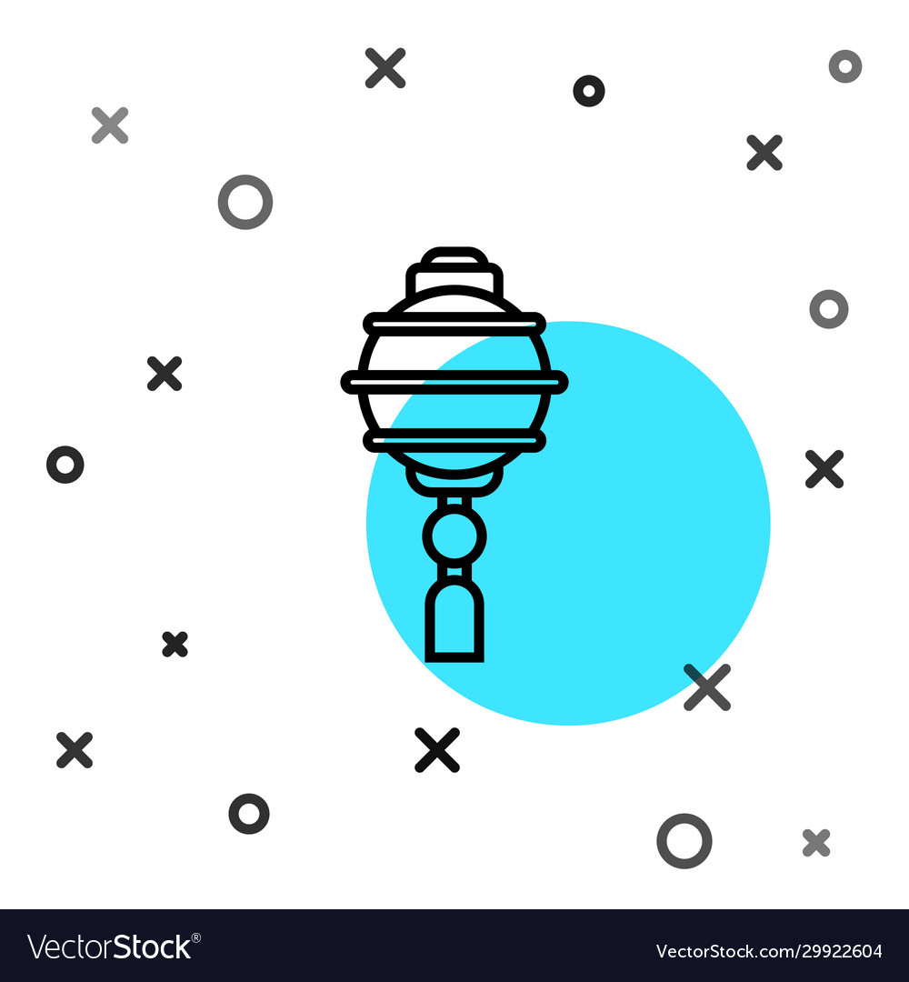 Black Line Chinese Paper Lantern Icon Isolated Vector Image