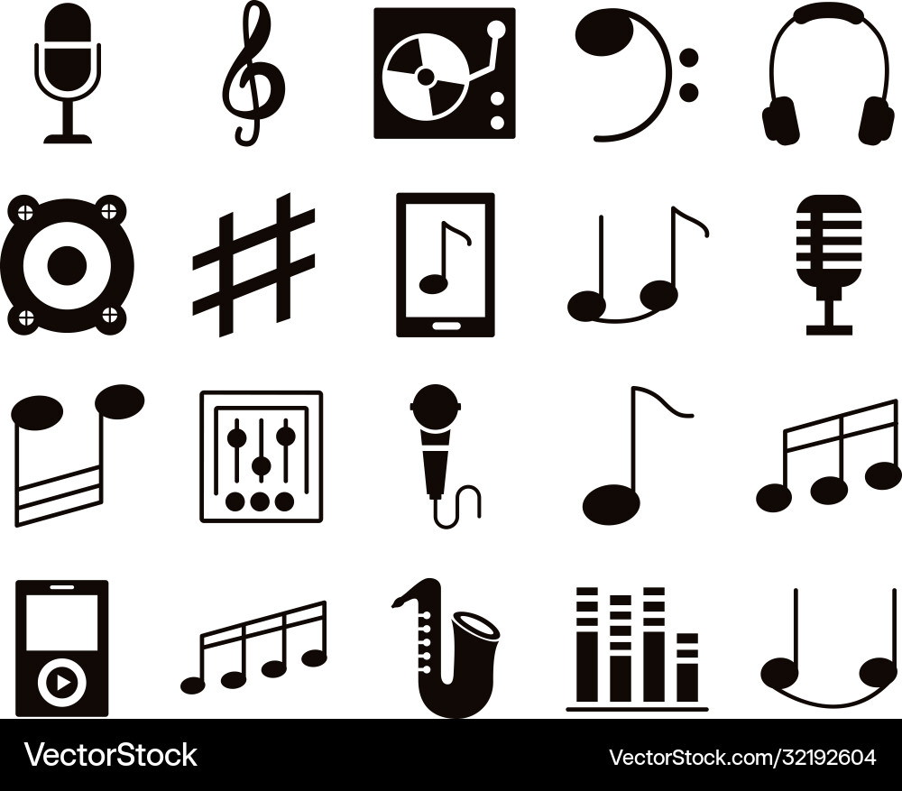 Bundle music set icons Royalty Free Vector Image