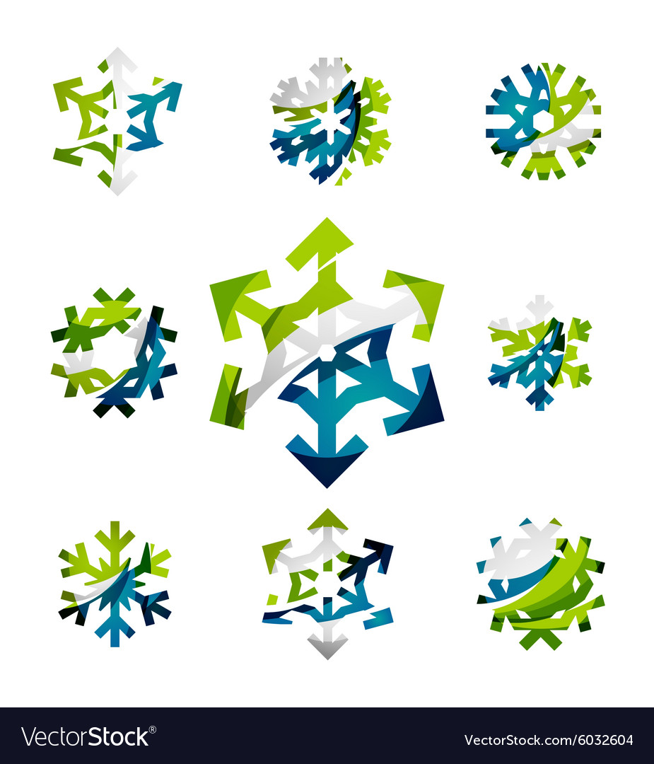Set of abstract colorful snowflake logo icons Vector Image