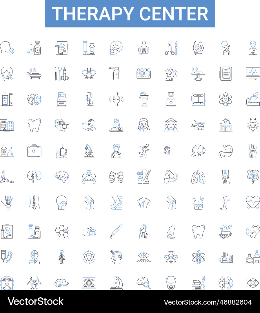 Therapy center outline icons collection Royalty Free Vector