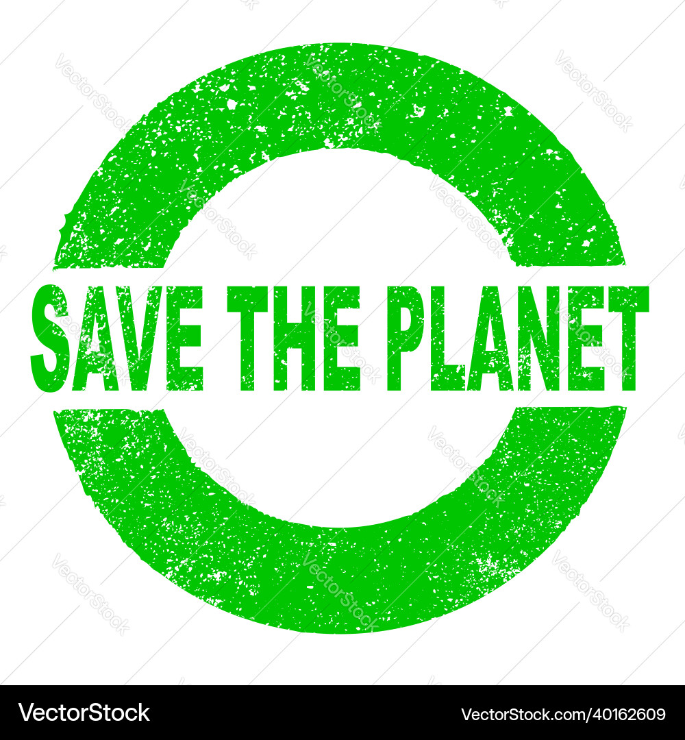 Rubber ink stamp save the planet Royalty Free Vector Image