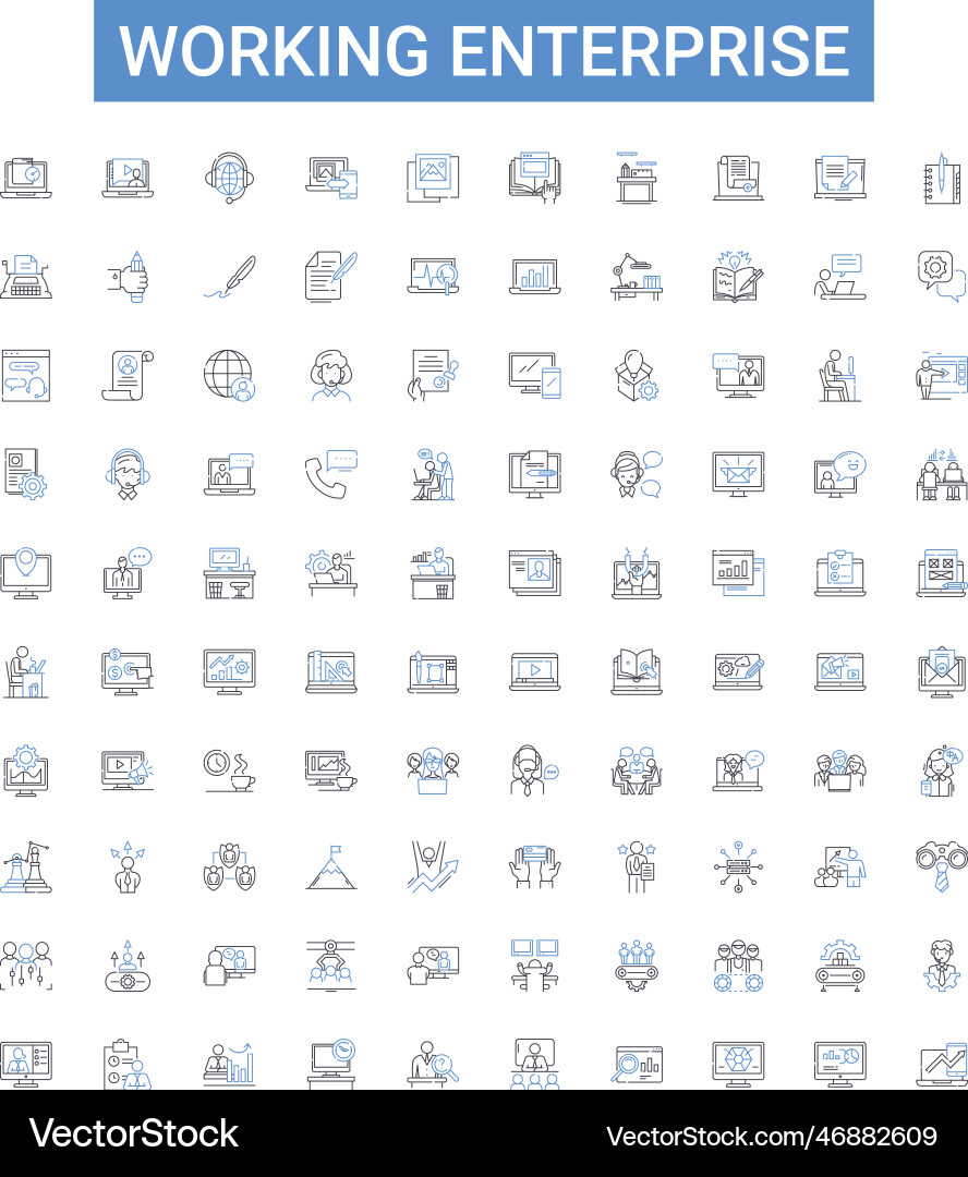 Working enterprise outline icons collection Vector Image