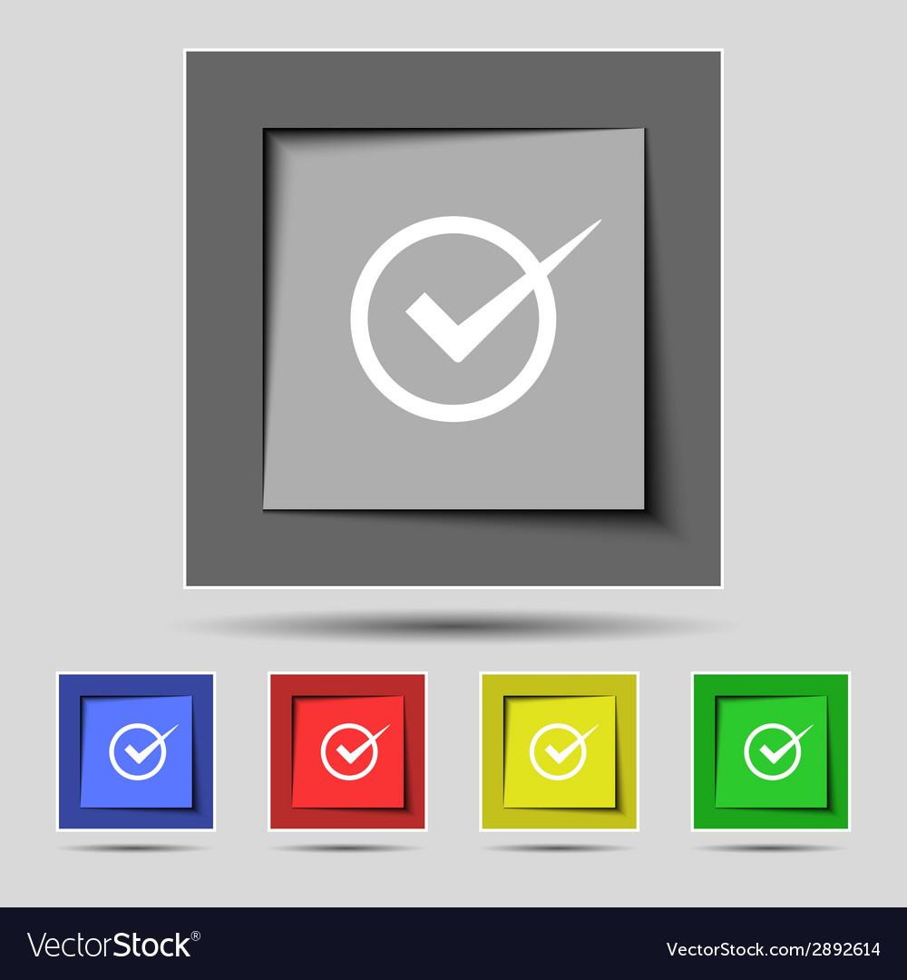 Check mark sign icon checkbox button set color Vector Image