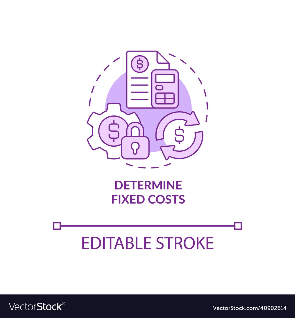 Determine fixed costs purple concept icon Vector Image Determine fixed costs purple concept icon Vector Image
