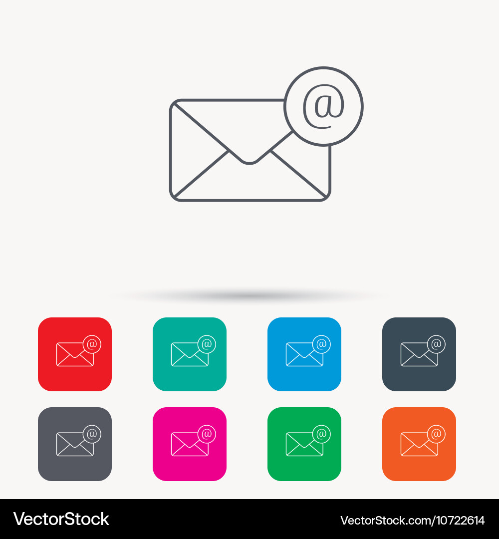 Envelope mail icon email message with at sign Vector Image