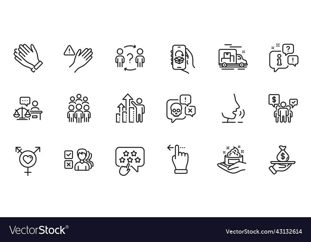Outline set of delegate question clapping hands Vector Image