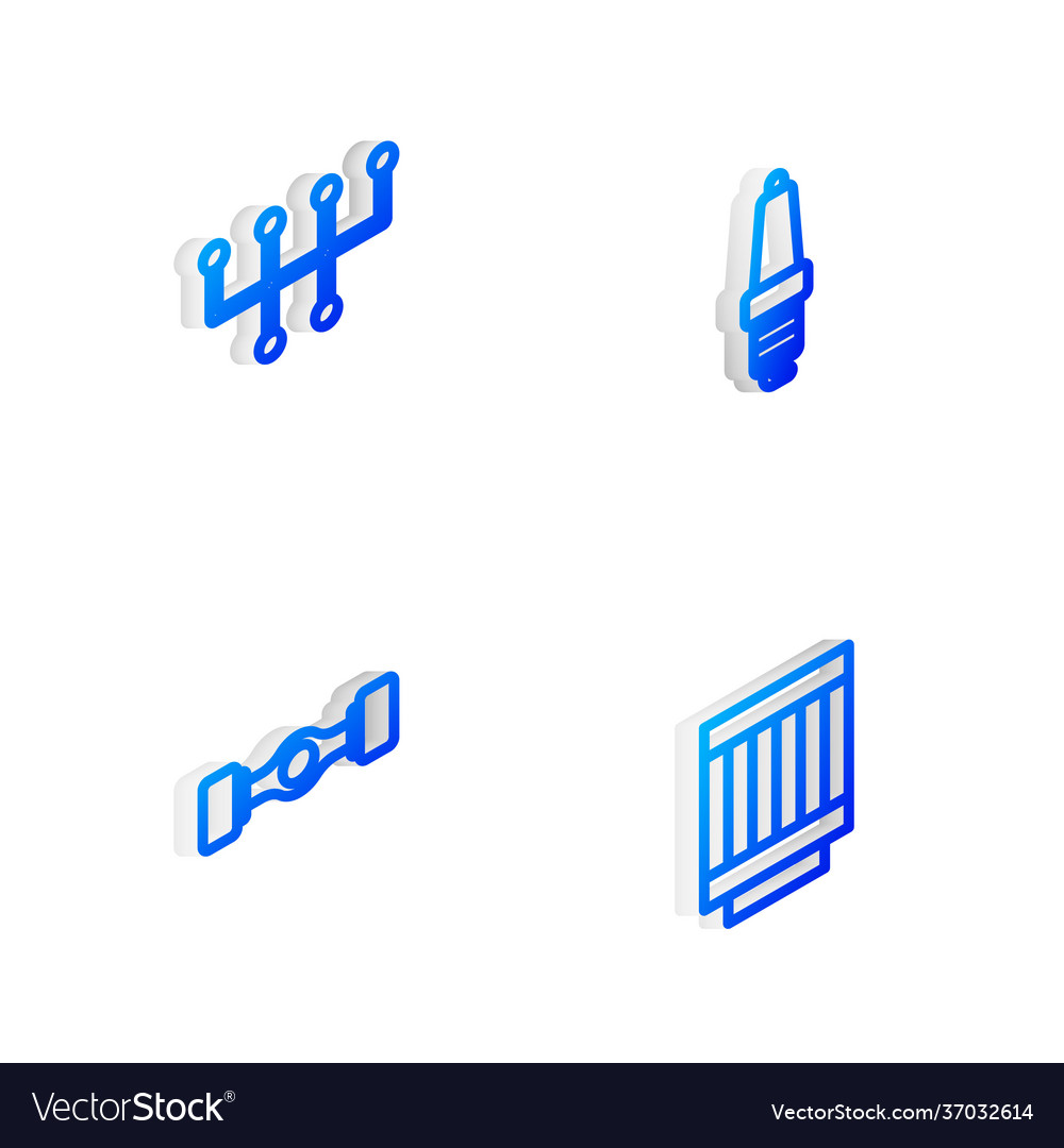 Set isometric line car spark plug gear shifter Vector Image Set isometric line car spark plug gear shifter Vector Image