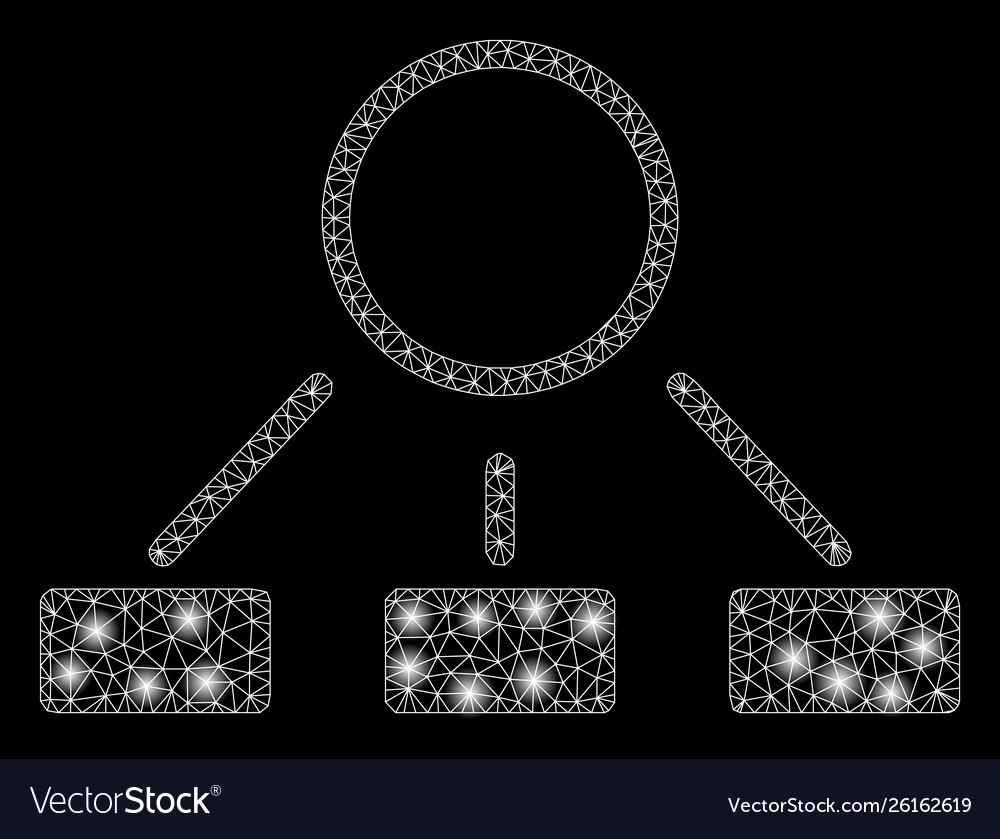 Bright Mesh Wire Frame Hierarchy With Flare Spots Vector Image