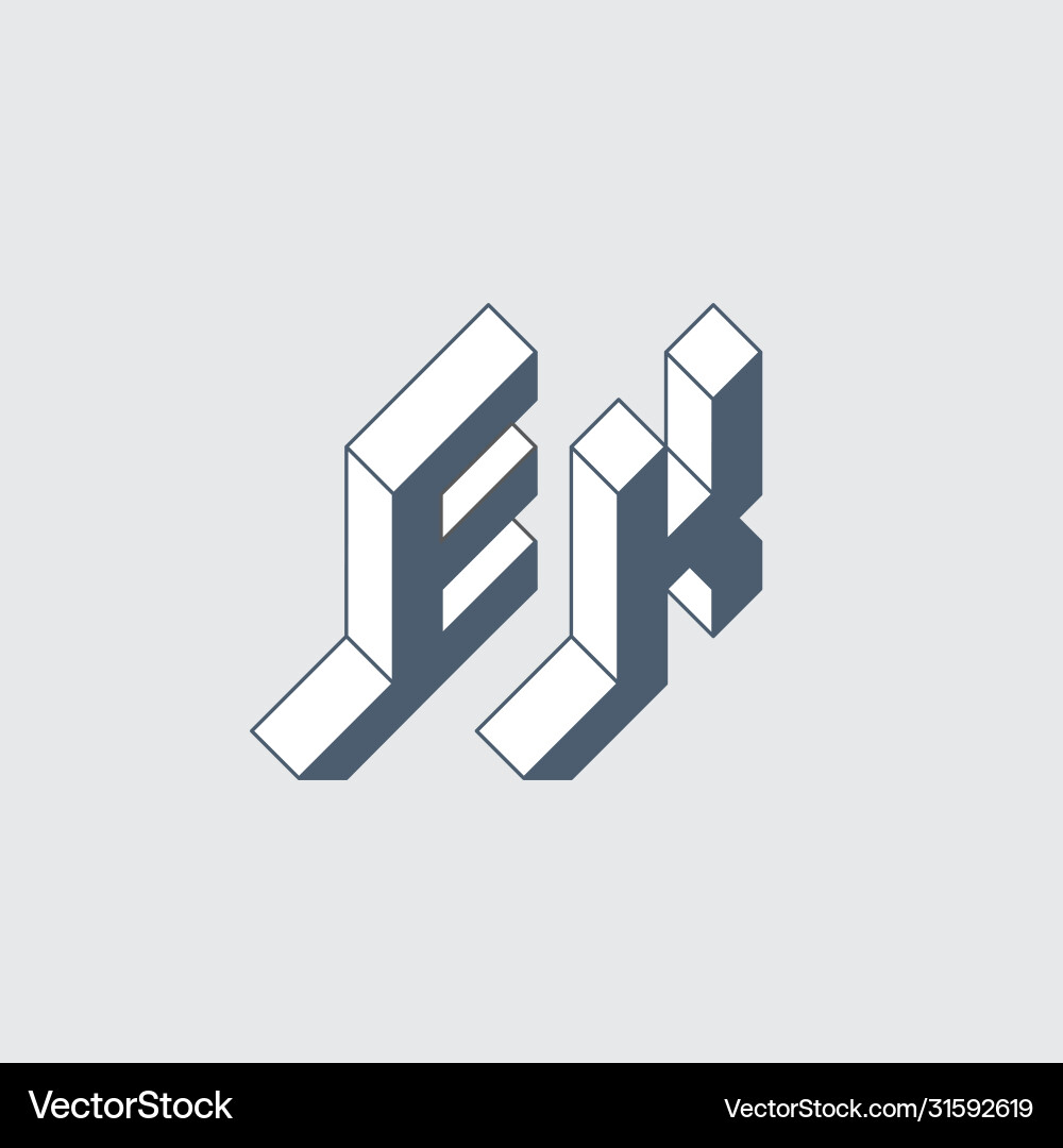 Ek - 2-letter code e and k - monogram or logotype Vector Image