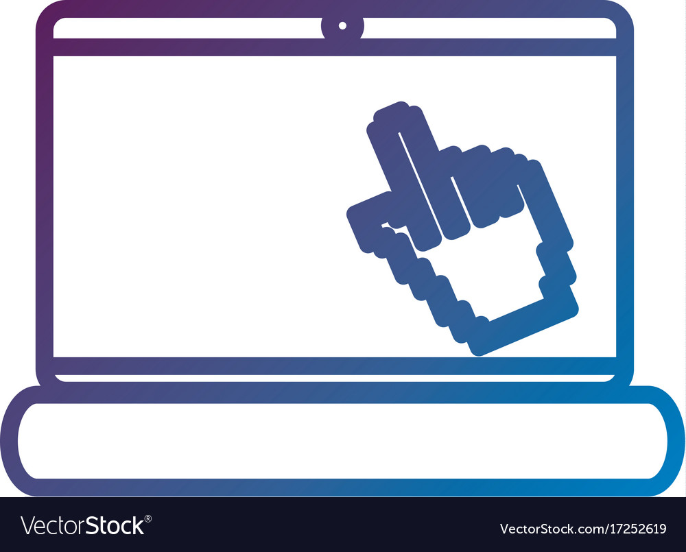Laptop computer with mouse pointer Royalty Free Vector Image
