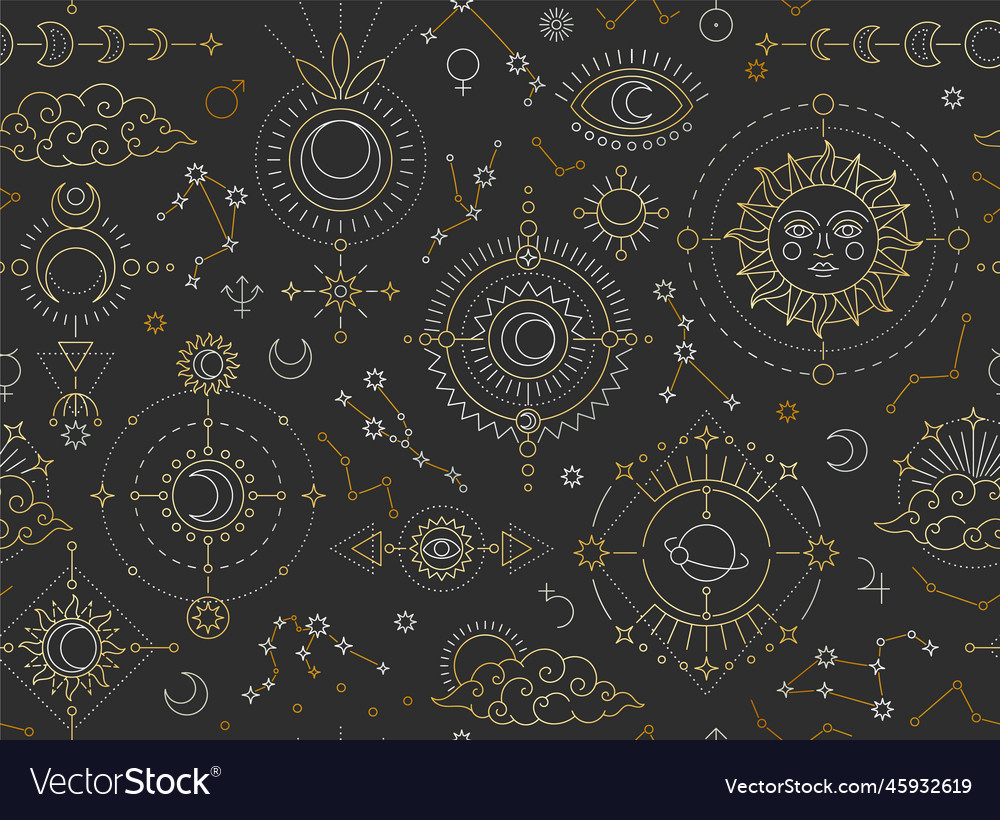 Mystical seamless pattern Royalty Free Vector Image