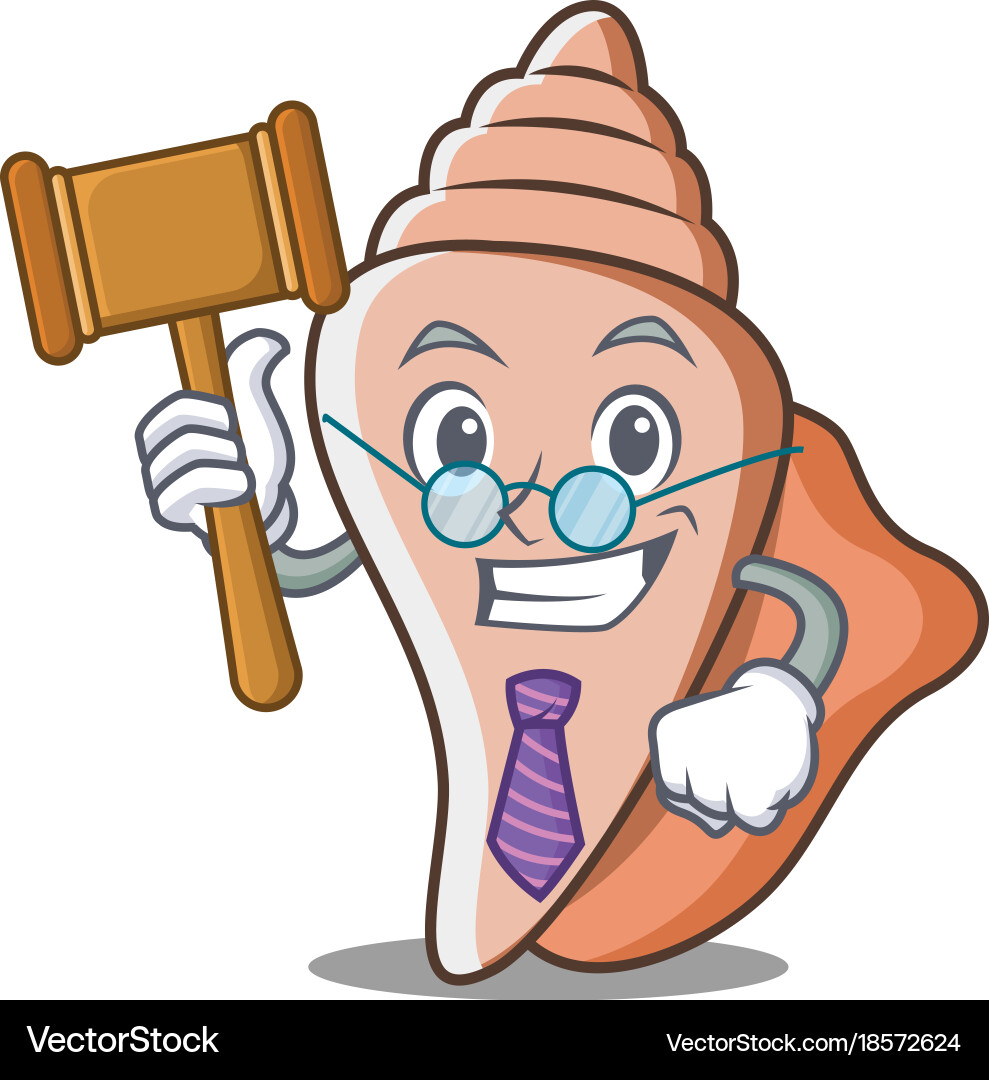 Judge cute shell character cartoon Royalty Free Vector Image