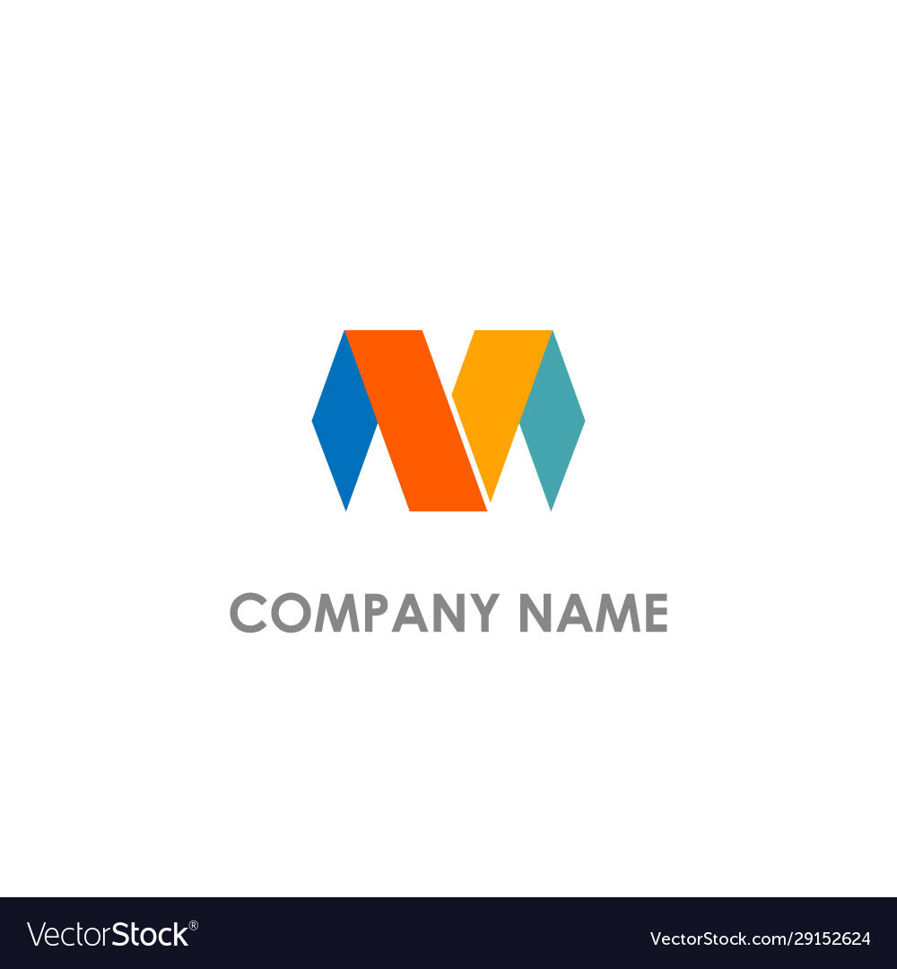 M initial shape colored logo Royalty Free Vector Image