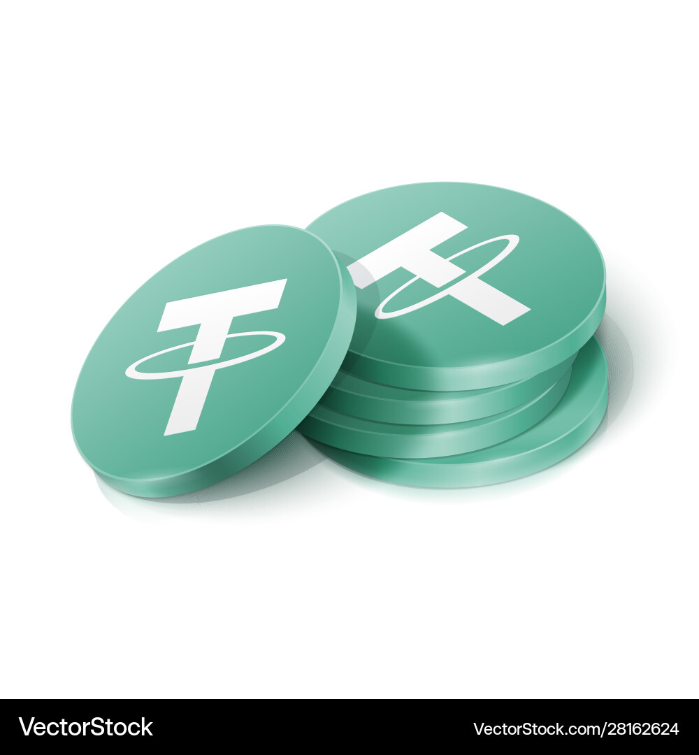 Tether cryptocurrency tokens Royalty Free Vector Image