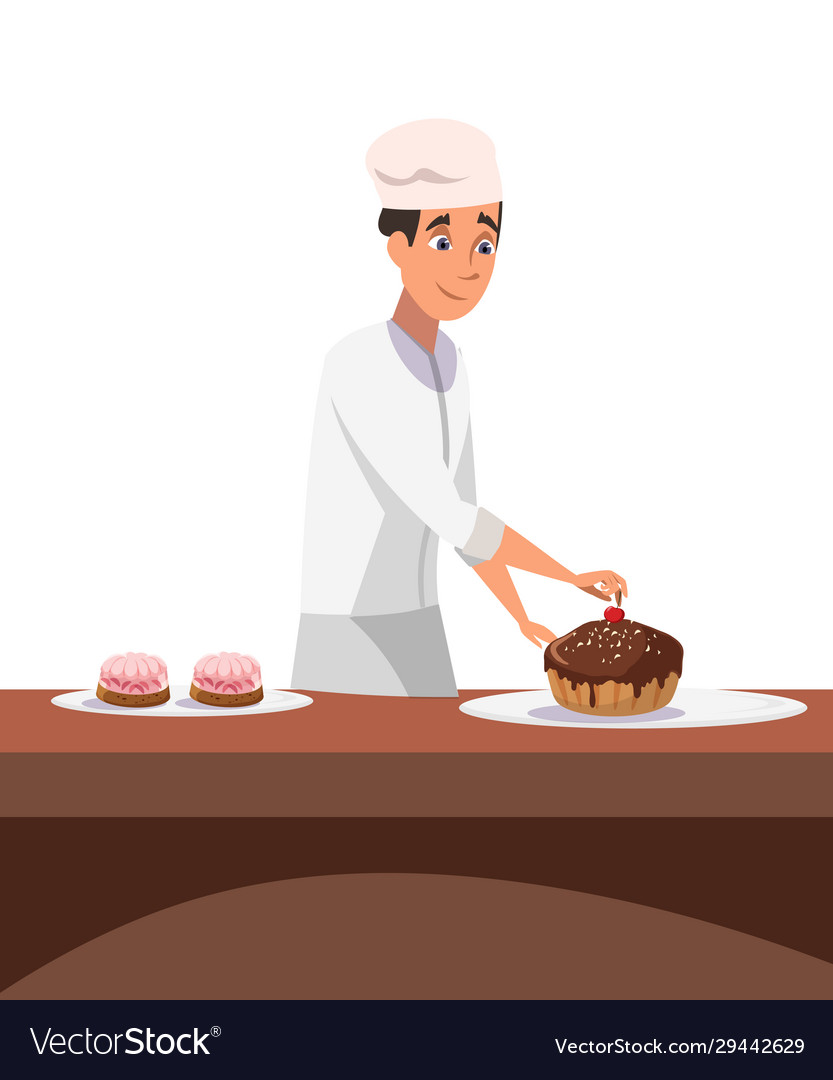 Cakes making process flat Royalty Free Vector Image