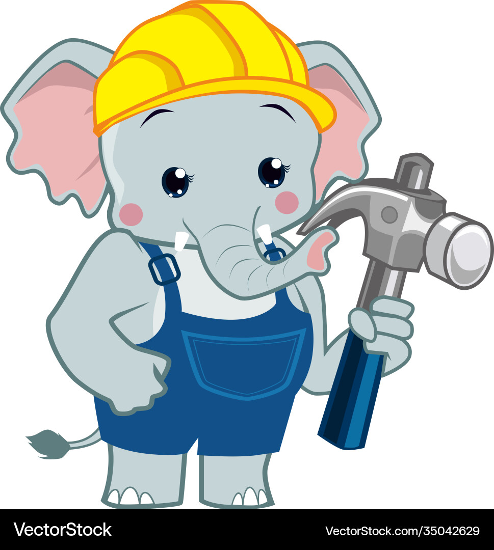 Elephant builder mascot cartoon Royalty Free Vector Image