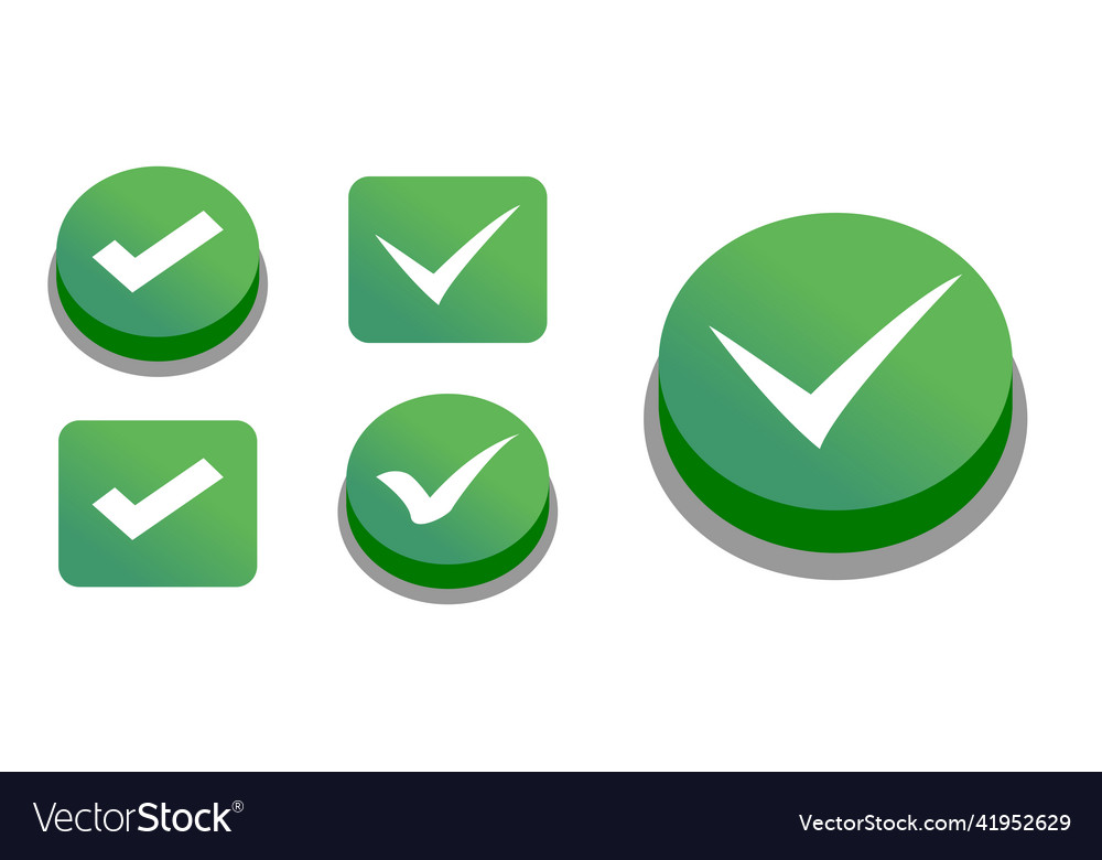 Realistic set of simple web buttons green and red Vector Image