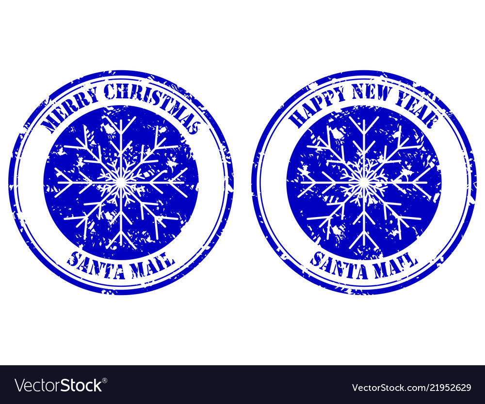 Santa mail rubber stamp happy new year and merry Vector Image Santa mail rubber stamp happy new year and merry Vector Image