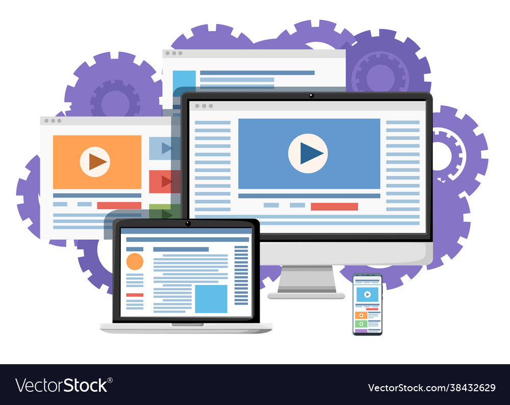 Website development concept laptop monoblock Vector Image