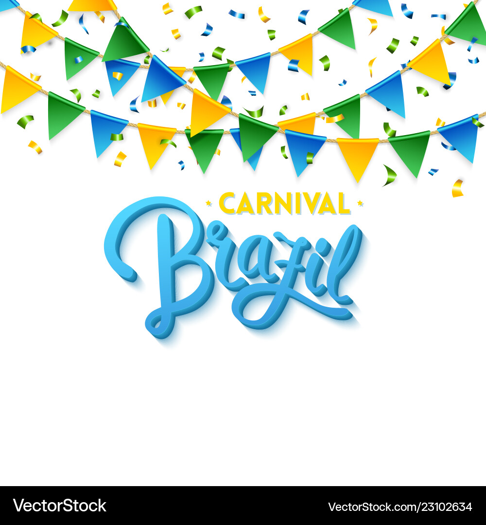 Carnival brazil text background with flags image Vector Image