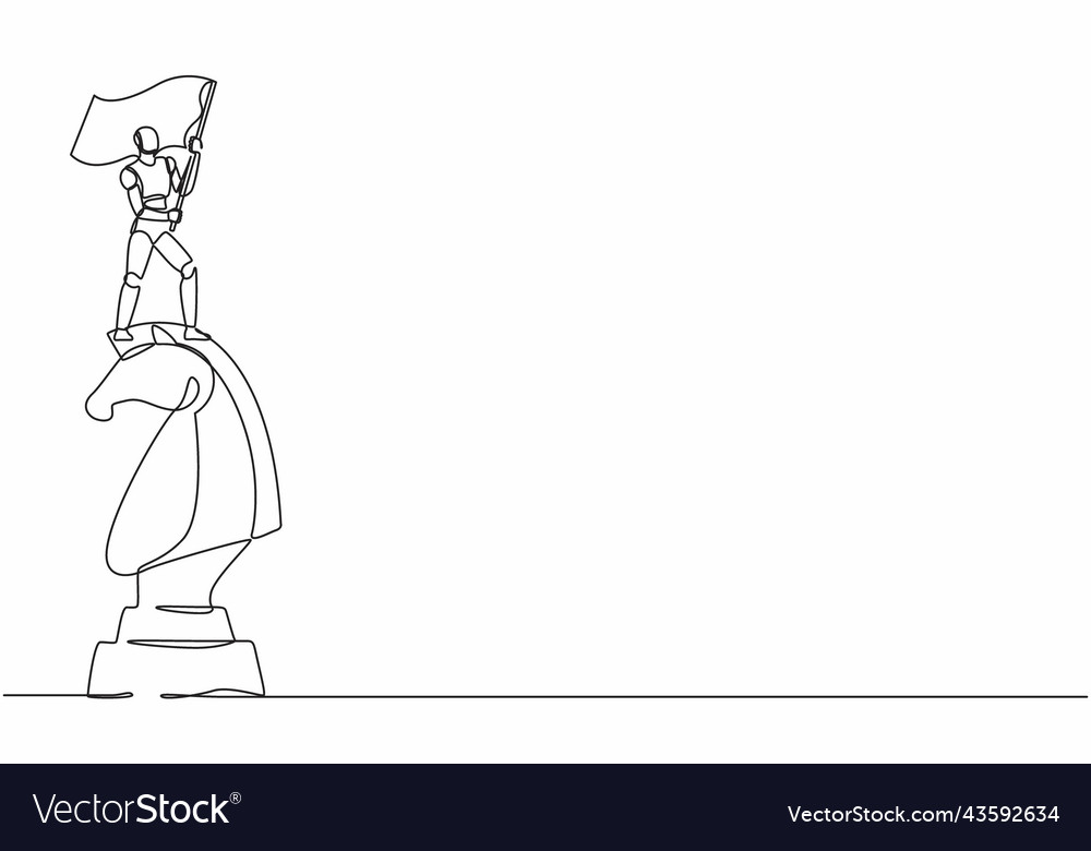 Continuous one line drawing robots riding big Vector Image Continuous one line drawing robots riding big Vector Image