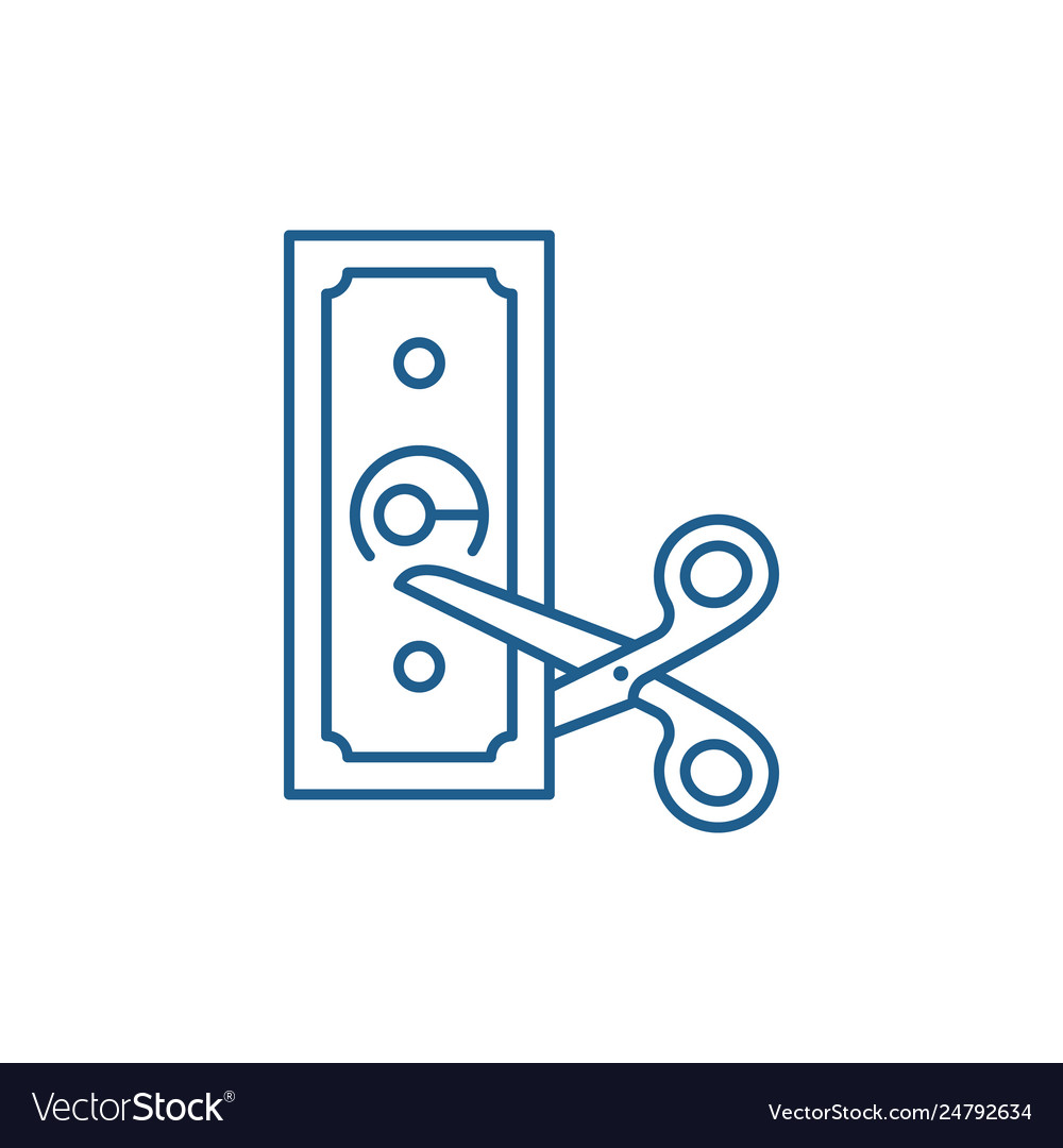Cost Reduction Line Icon Concept Reduction Vector Image