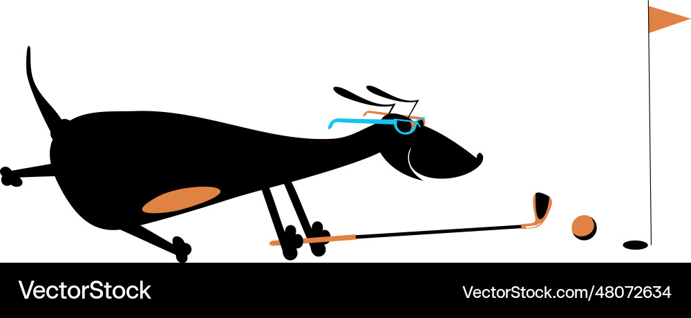 Dog on the golf course cartoon playing golf Vector Image
