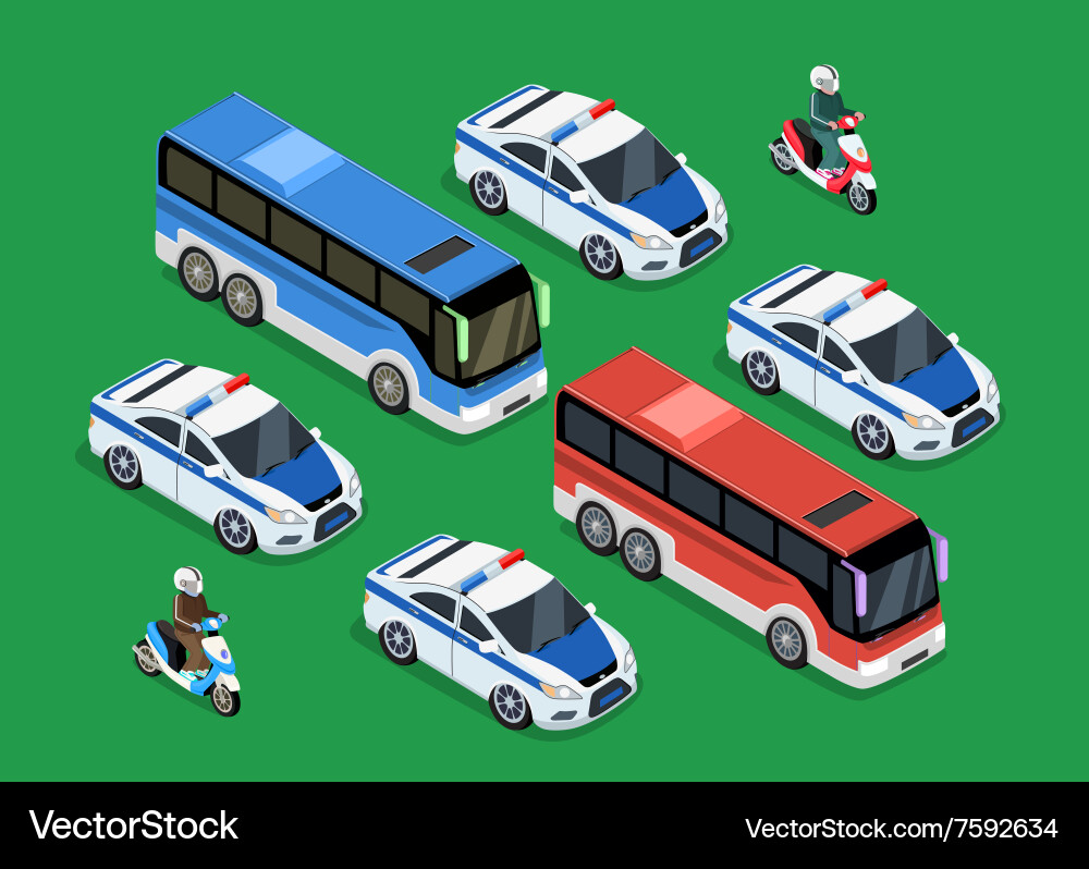 Police motorcade car flat design Royalty Free Vector Image