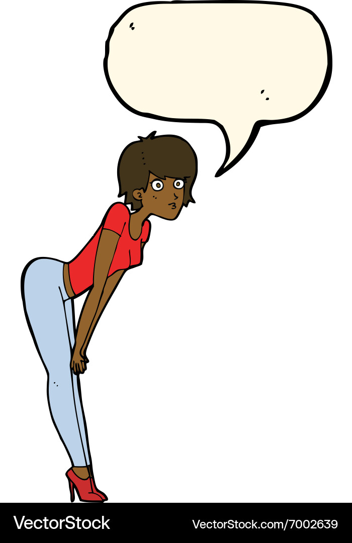 Cartoon woman looking at something with speech Vector Image