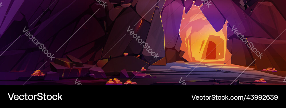 Copper ore mine tunnel inside view cave entrance Vector Image