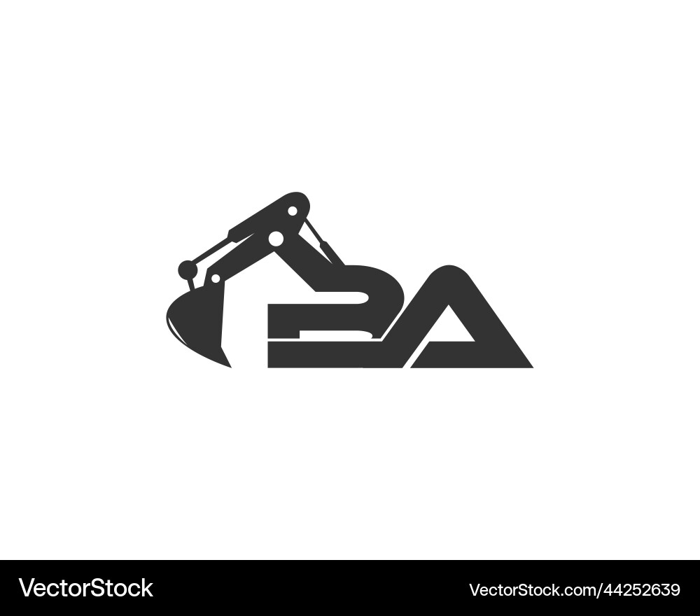 Initial letter ba excavator logo design concept Vector Image