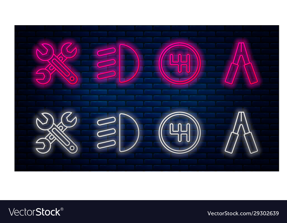 Set line high beam gear shifter wrench and car Vector Image Set line high beam gear shifter wrench and car Vector Image