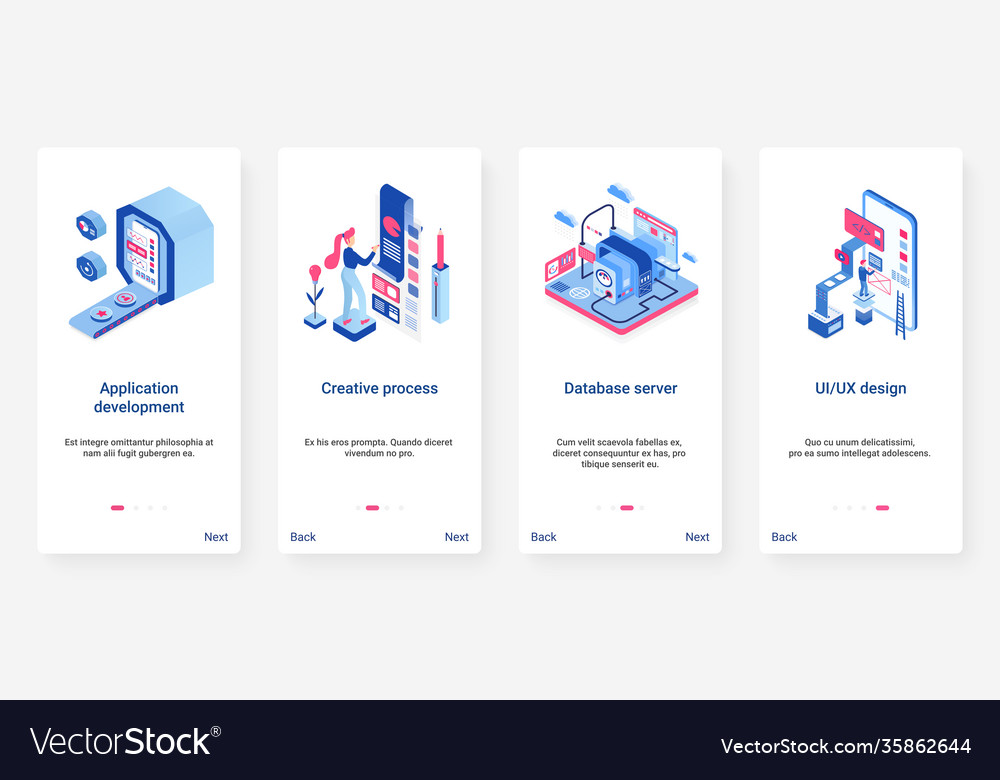 Application creative development ux ui onboarding Vector Image
