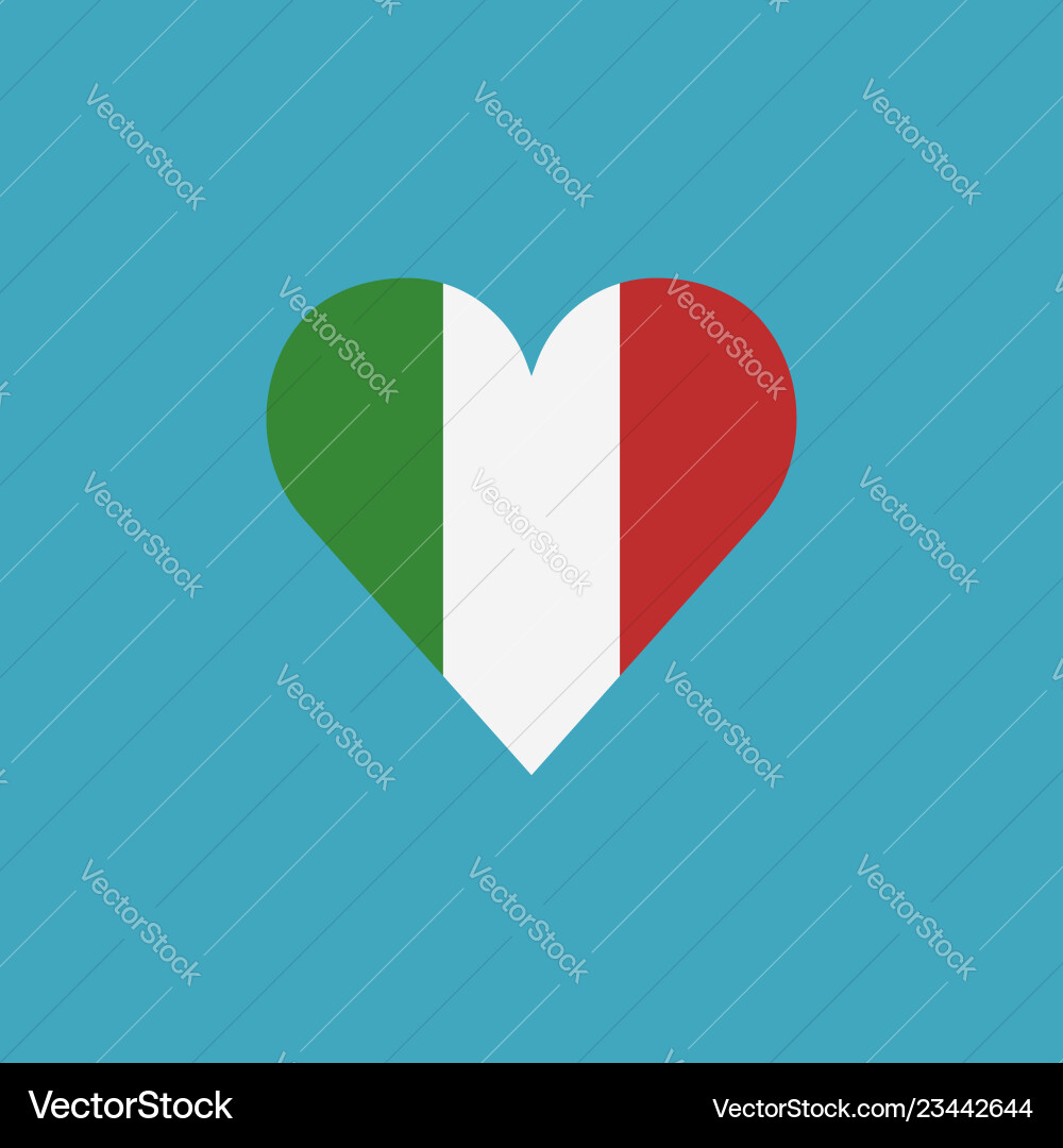 Italy flag icon in a heart shape flat design Vector Image