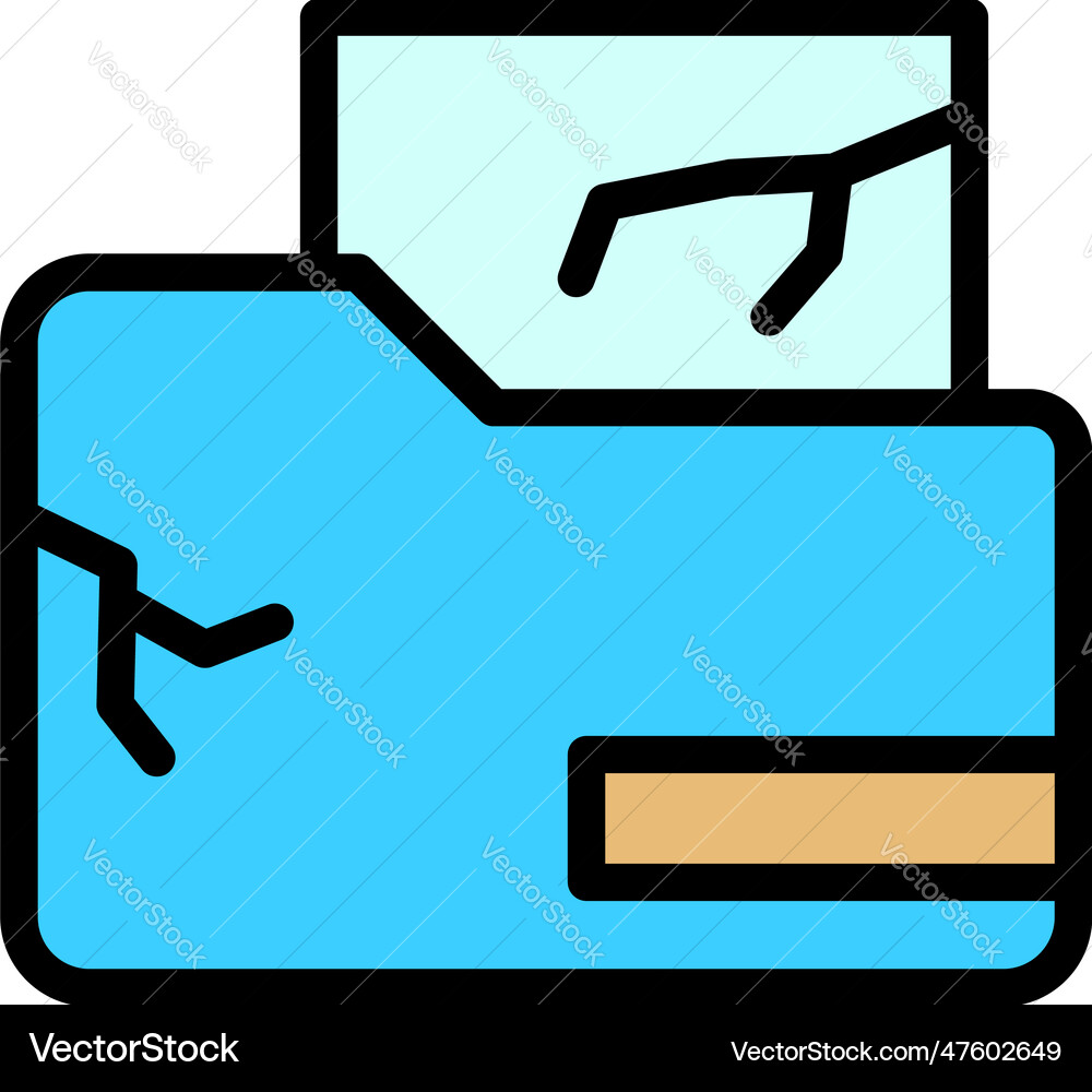 Broken folder icon flat Royalty Free Vector Image