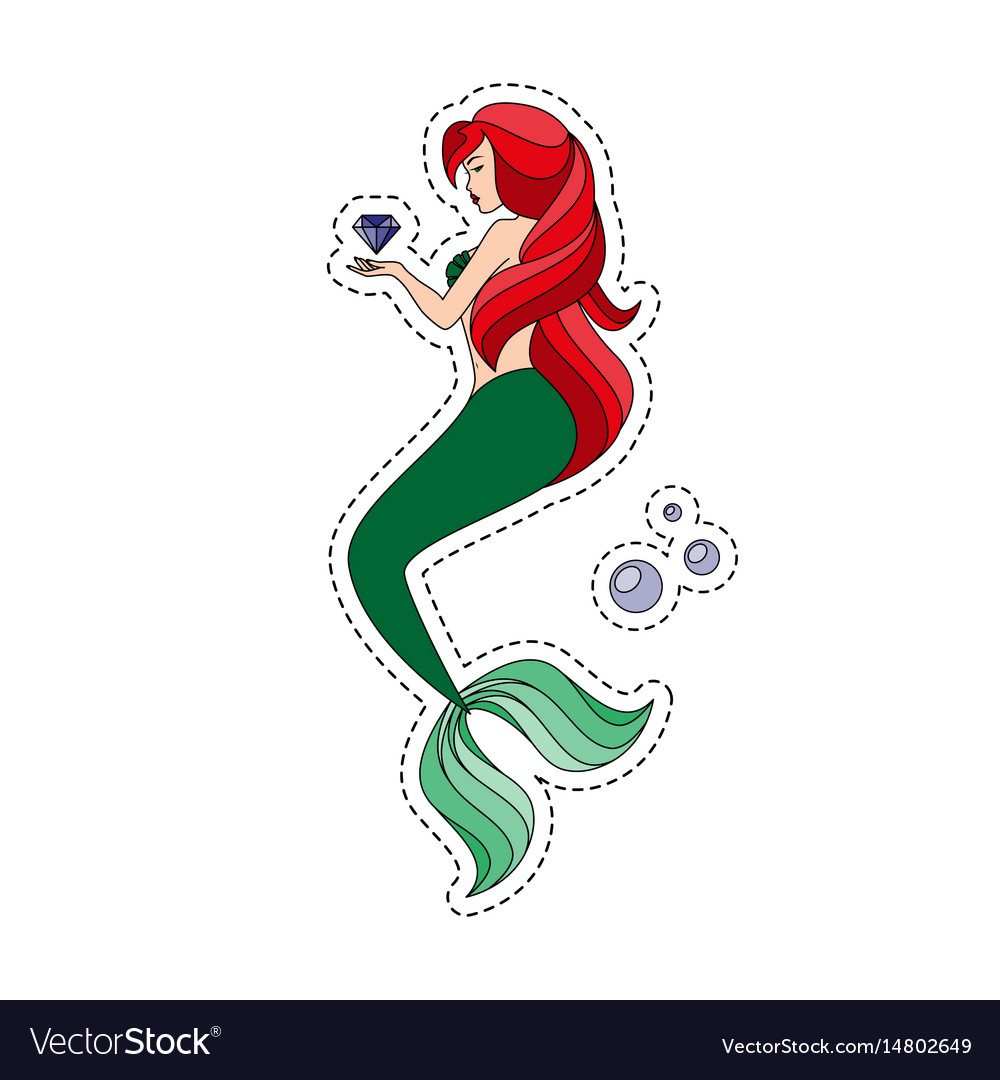 Cartoon Mermaid Sticker Royalty Free Vector Image